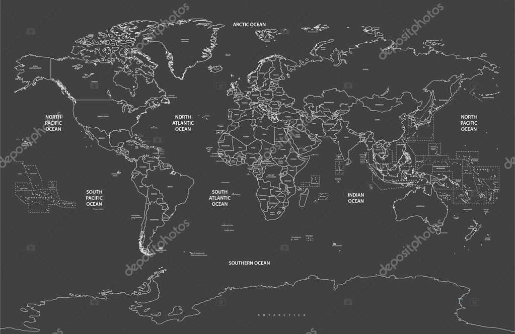 mapa pol tico mundial en escalas grises 2024