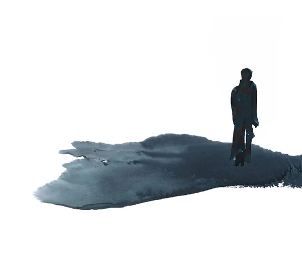 silhouette of a lonely man, man goes into the distance - Stock Image ...