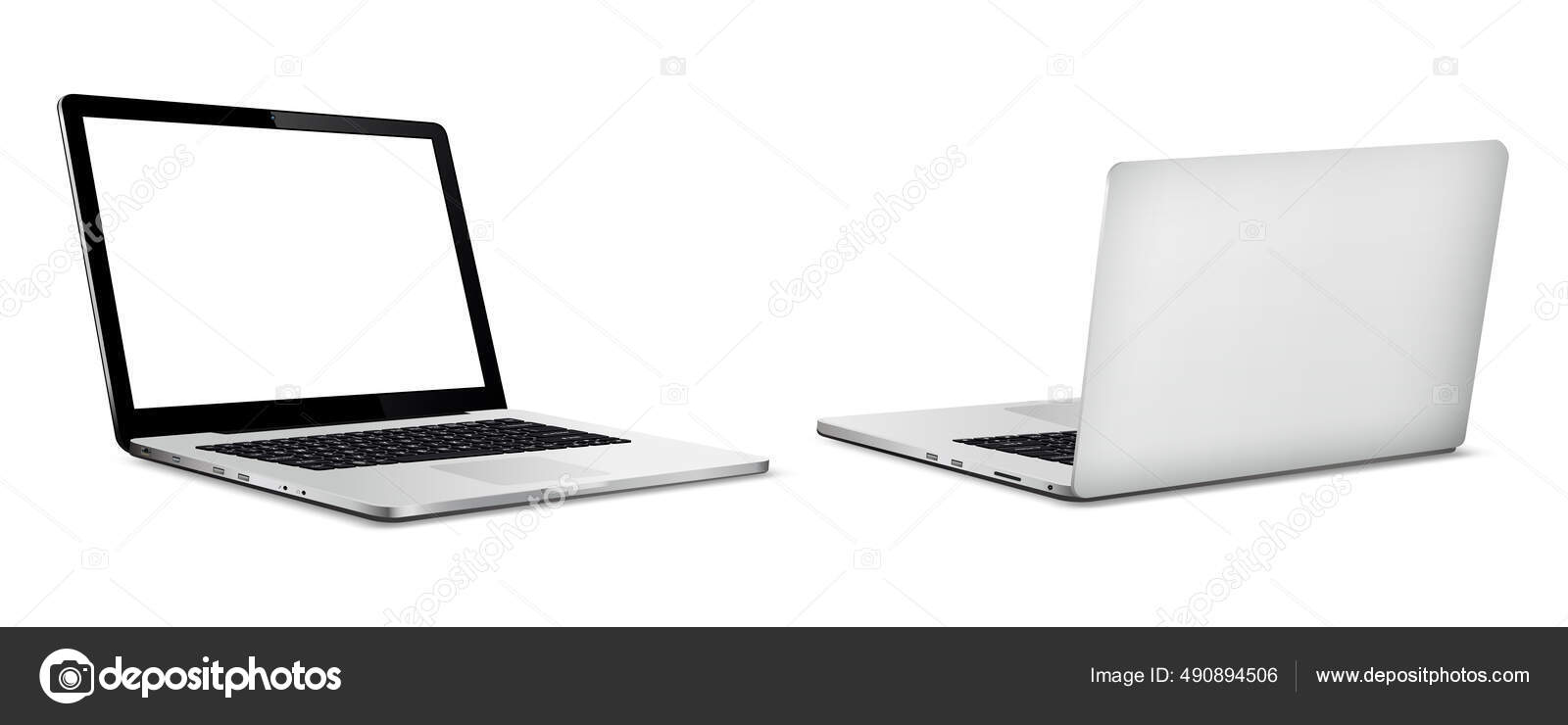 Laptop Mockup Frontal Posterior Aislado Sobre Fondo Blanco Ilustración ...