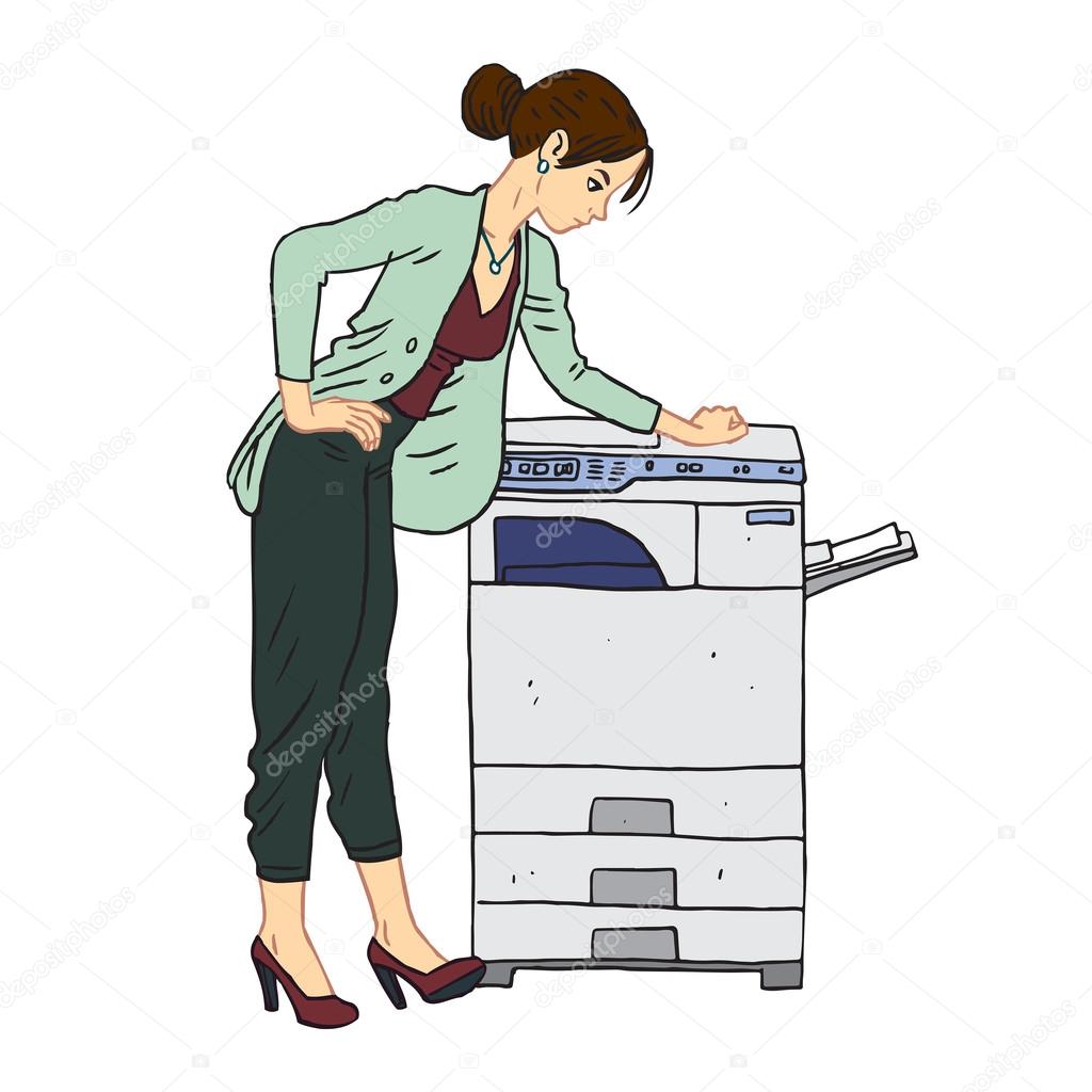 Business woman with copy machine Stock Vector Image by ©schiva #89621960