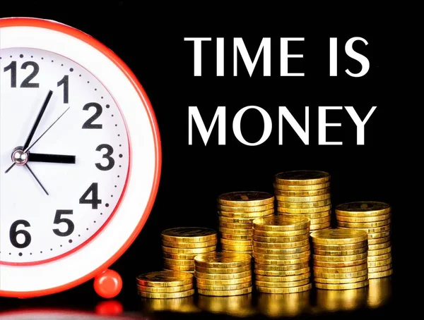 Time is money - the text label in the background of the coins. Express ...