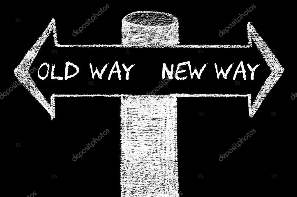 Flechas opuestas con Old Way versus New Way 2024