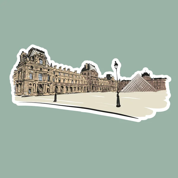 The Louvre with Pyramid, vector illustration Stock Vector Image by ...