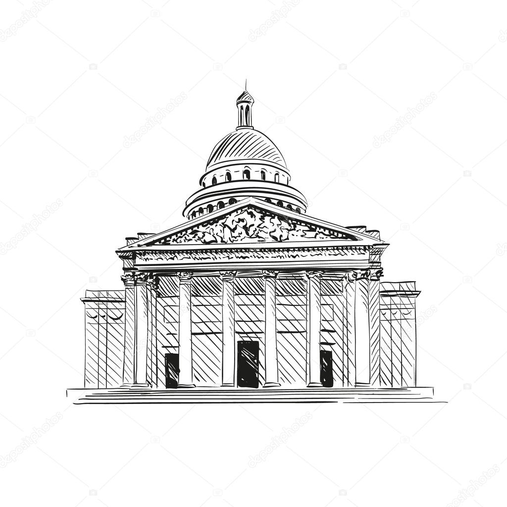Pantheon in Paris, France. Vector illustration Stock Vector Image by ...