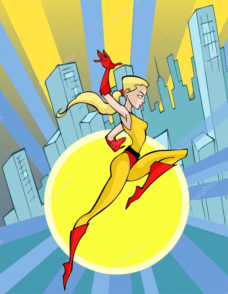 Young superhero girl flying — Stock Vector © A_Petruk #73834281