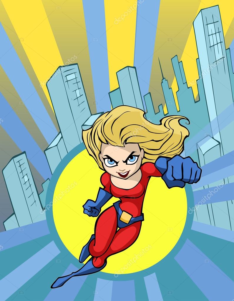 Young superhero girl flying — Stock Vector © A_Petruk #73834291