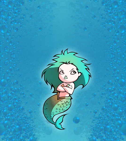 Angry mermaid on the blue background — Stock Photo © A_Petruk #91567636