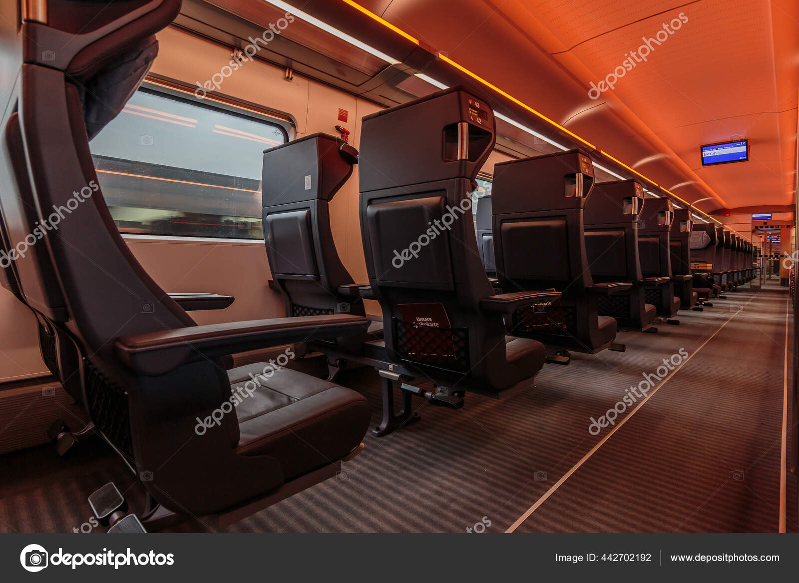 Side View Train Compartment German Railroad Car First Class Passengers ...