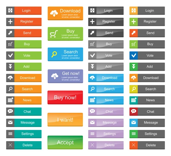 Collection Flat Web Buttons Vector Illustration — Stock Vector ...