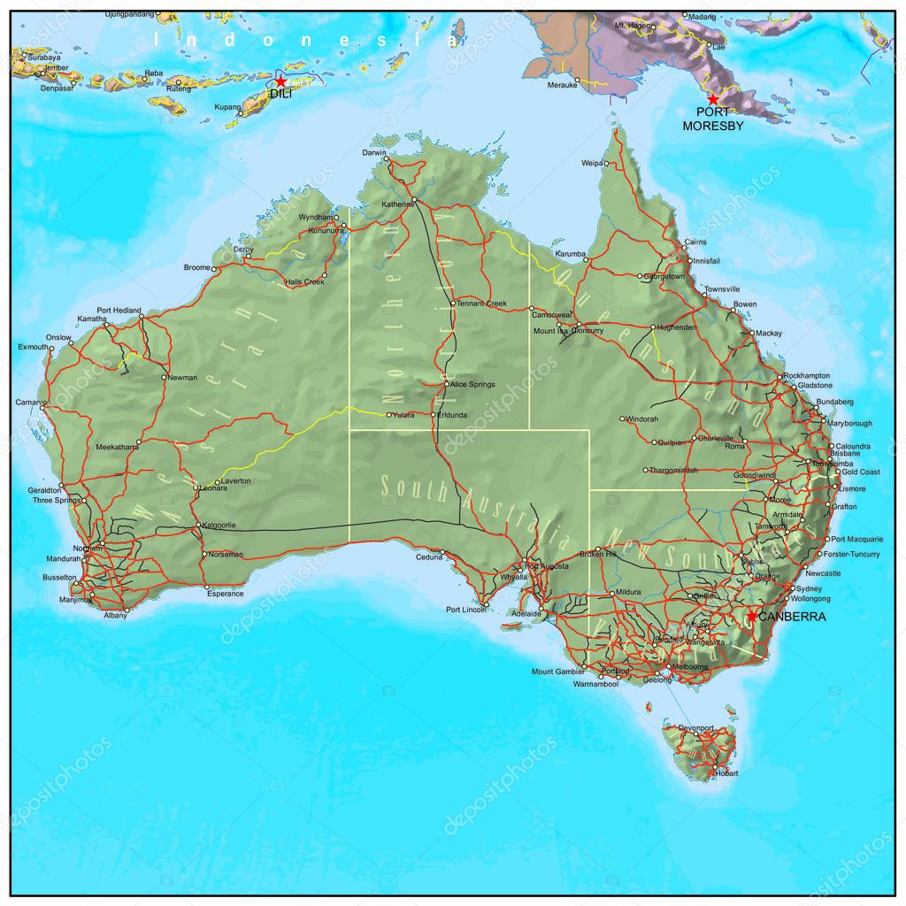 Australia road map — Stock Vector © BenKenogy #79205060