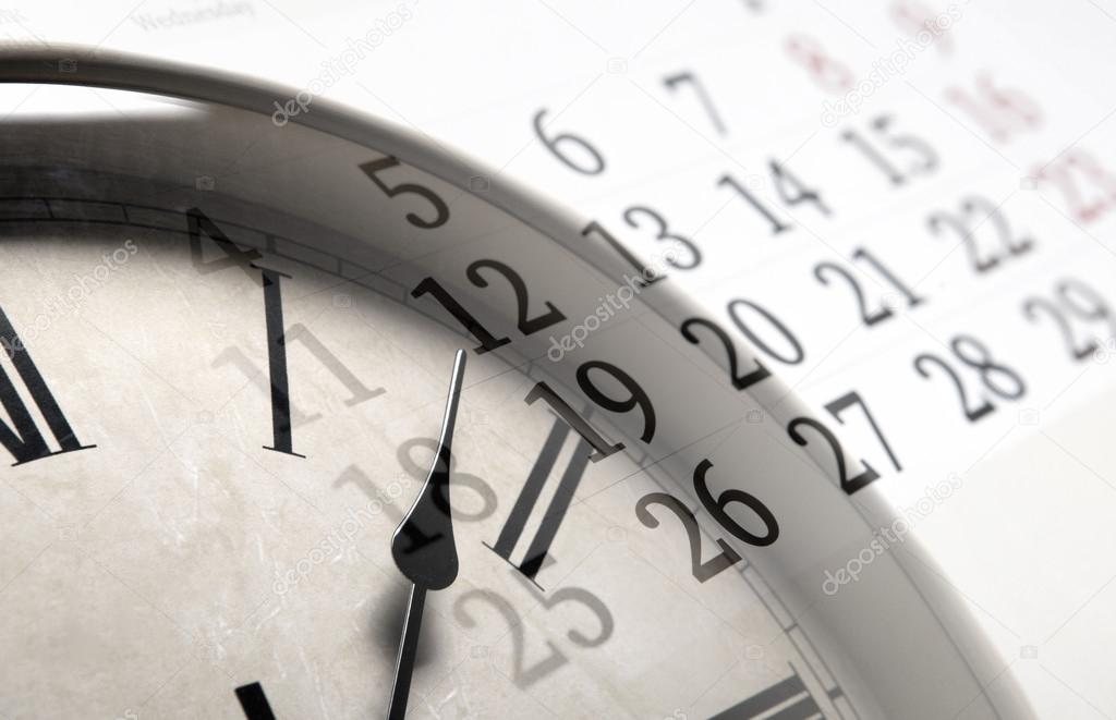 Sheet of a calendar with the number of days and clock Stock Photo by ...