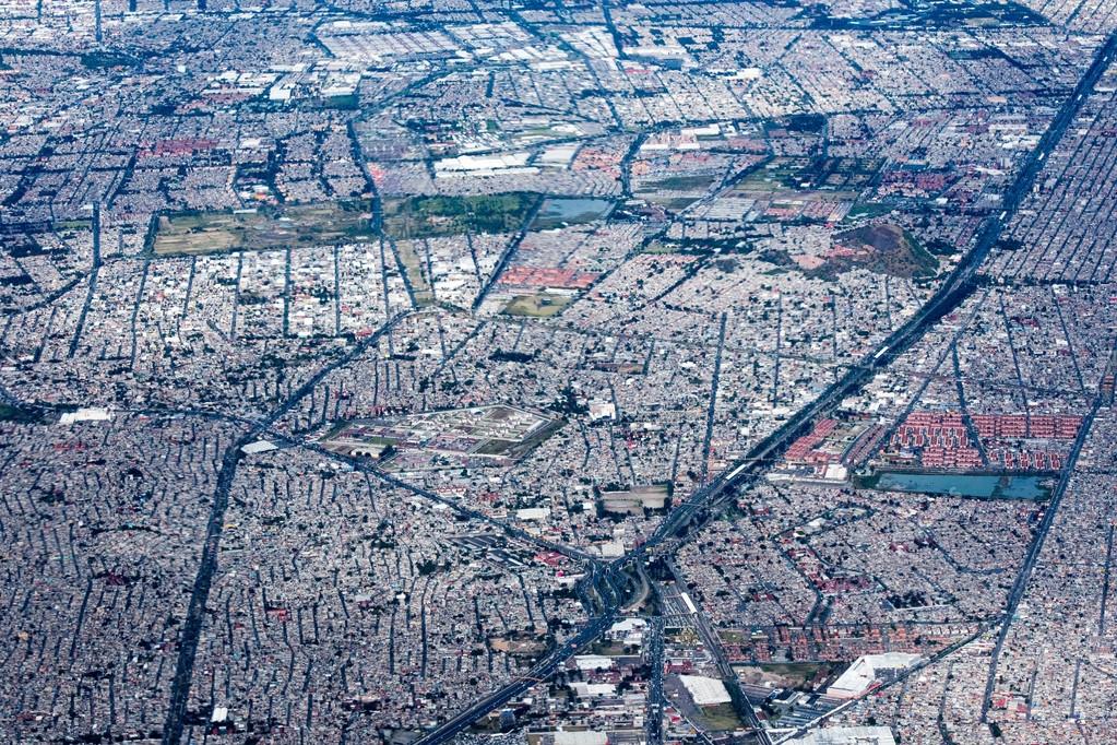Mexico-stad luchtfoto stadsgezicht — Stockfoto © izanbar #105864730