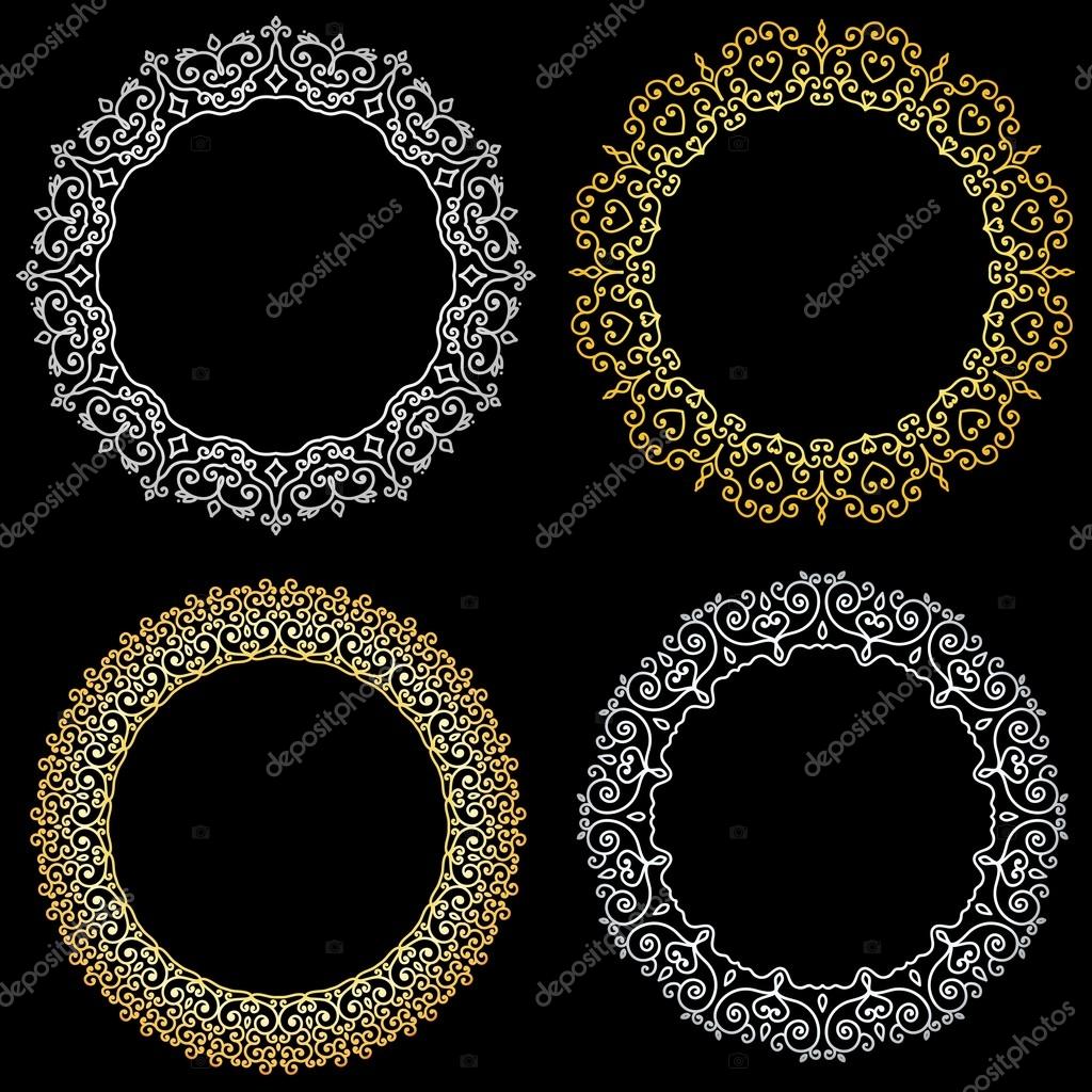 Set of round curly decorative frames. Stock Vector by ©El4anes 109376358
