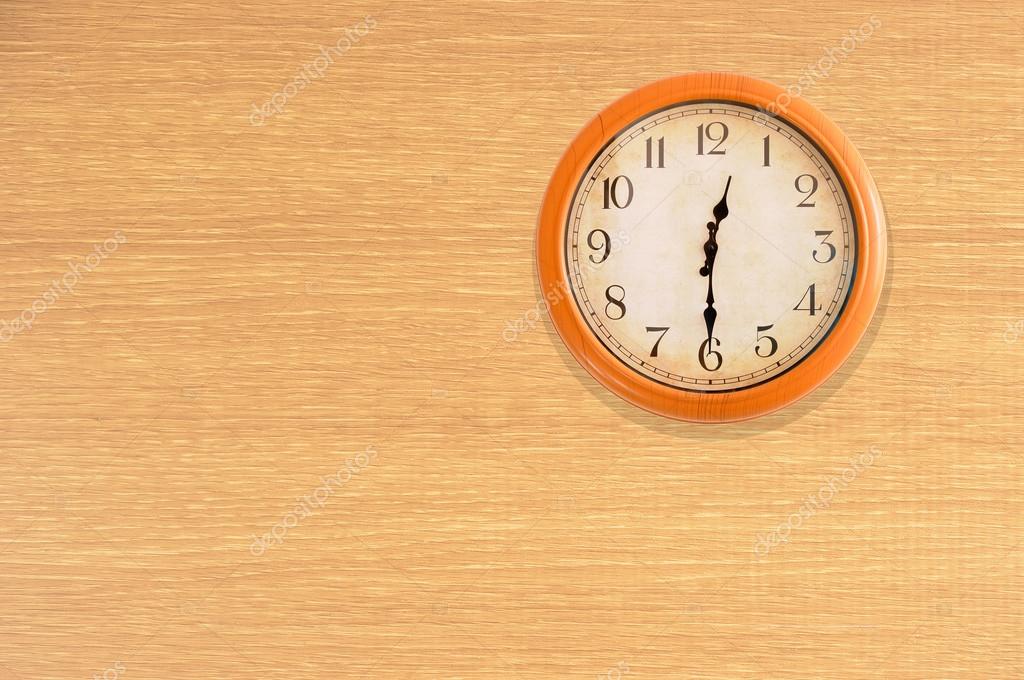 Clock showing 12:30 o'clock on a wooden wall — Stock Photo © thavornc ...