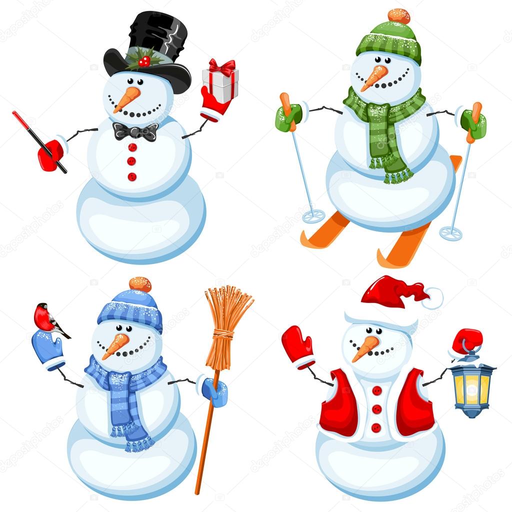 Set of cute snowman Stock Vector Image by ©Pazhyna #54220553