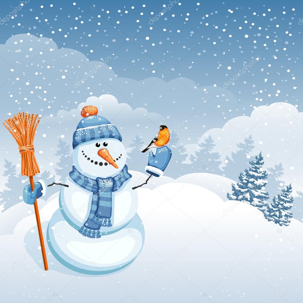 Cute snowman — Stock Vector © Pazhyna #54220559