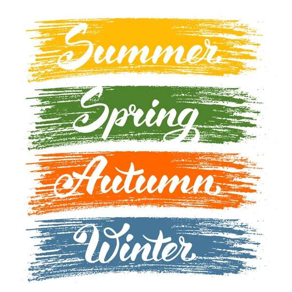 Seasons hand lettering calligraphic inscriptions — Stock Vector ...