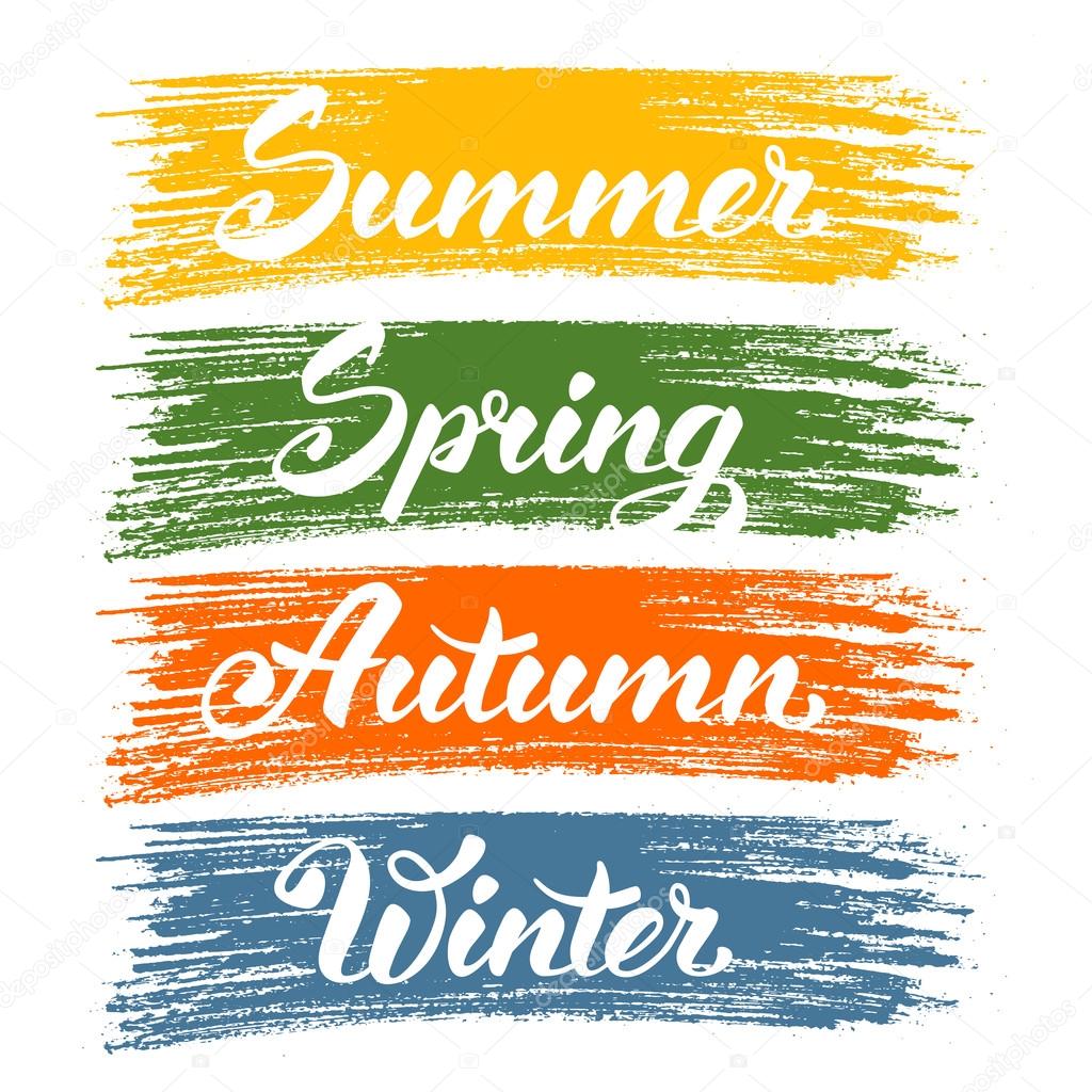 Seasons hand lettering calligraphic inscriptions Stock Vector Image by ...