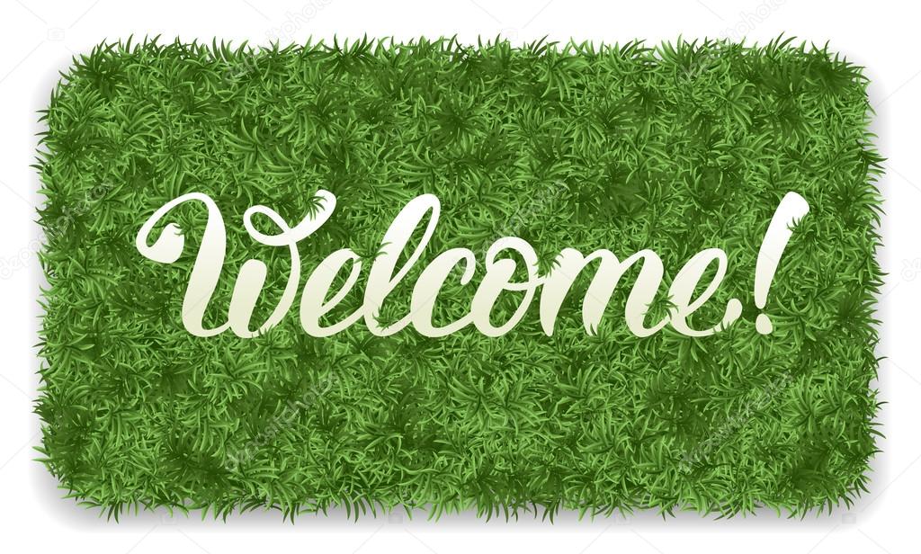 Welcome Mat With Green Grass Stock Vector Image By ©pazhyna 92887018