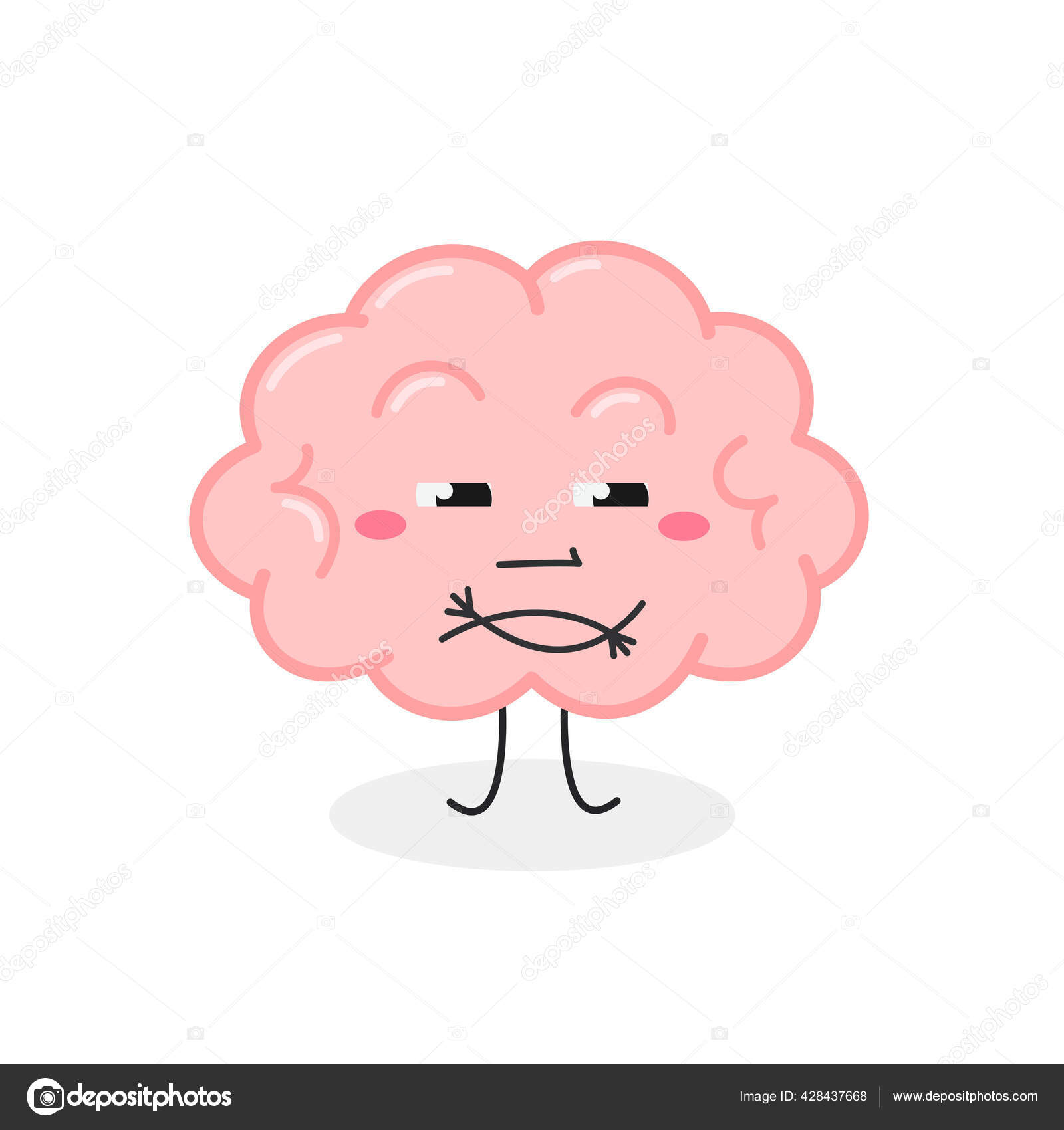 Funny cartoon brain with skeptical facial expression Stock Vector Image ...