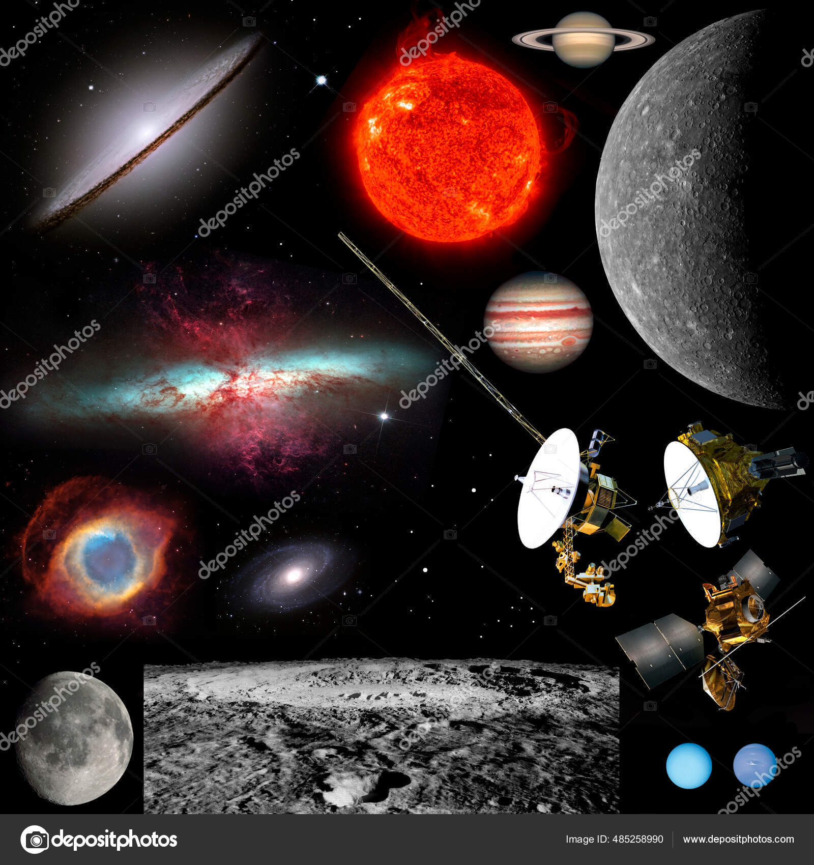 Selection Space Astronomical Objects Black Background Cutout Stock ...