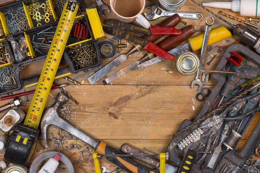Untidy Workbench - Old Tools - Space for Text Stock Photo by ©Steve ...