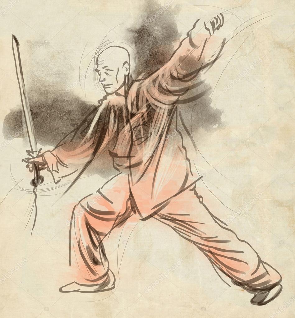 Taiji (Tai Chi). An full sized hand drawn illustration Stock ...