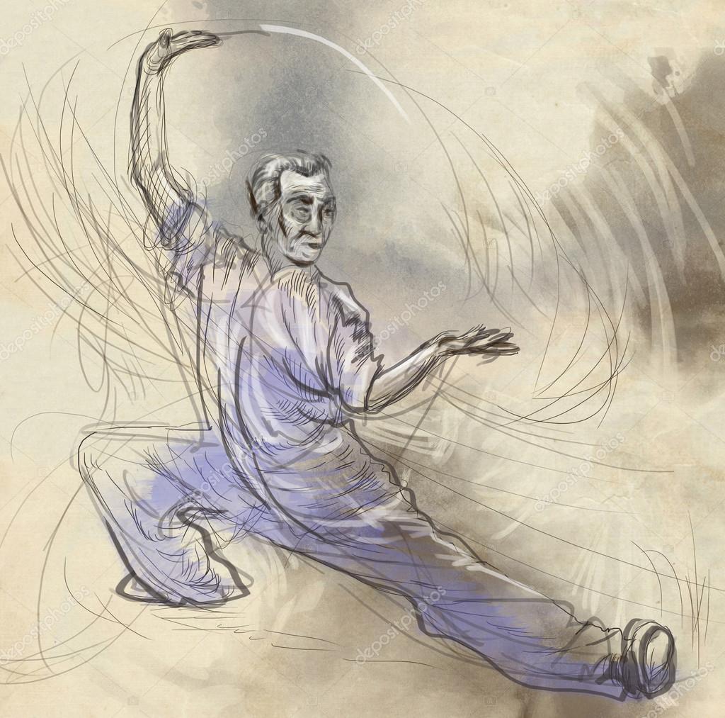 Taiji (Tai Chi). An full sized hand drawn illustration Stock ...