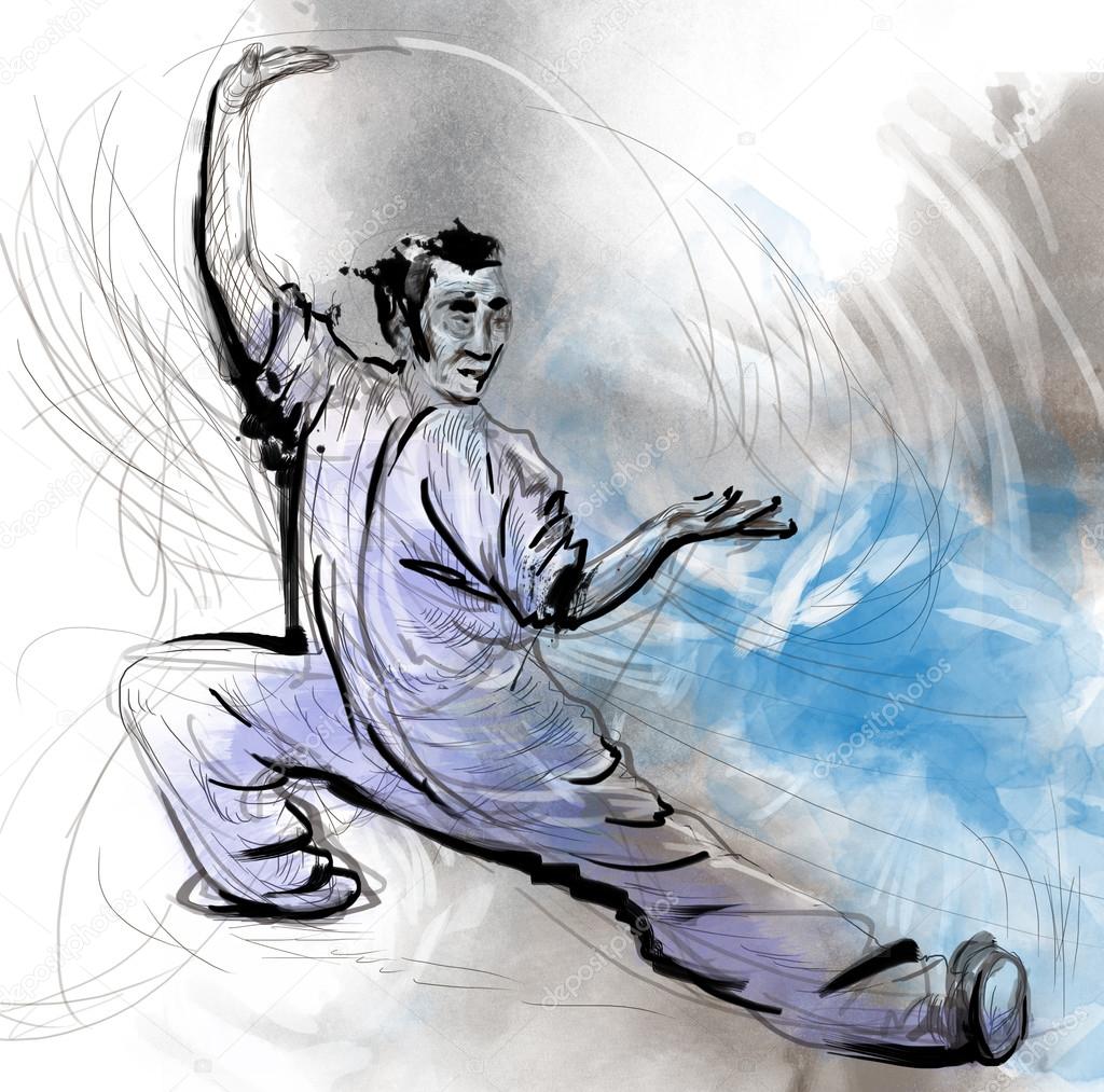 Taiji (Tai Chi). An full sized hand drawn illustration Stock ...