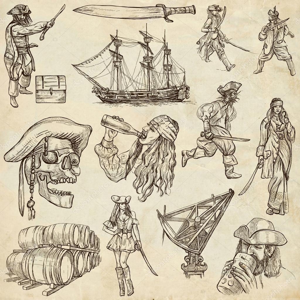 Pirates - an hand drawn collection Stock Illustration by ©kuco #55282209