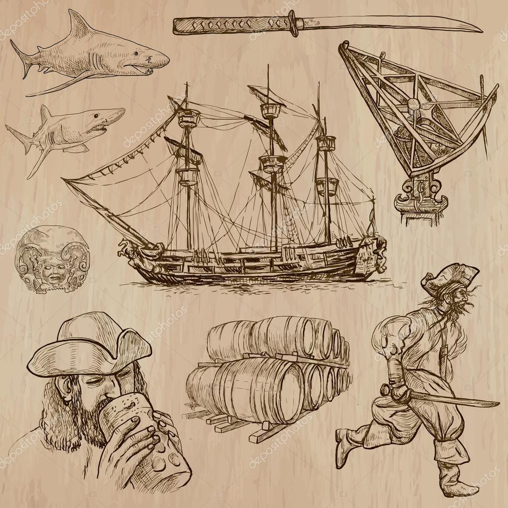 Pirates - an hand drawn vector pack Stock Vector Image by ©kuco #55282191