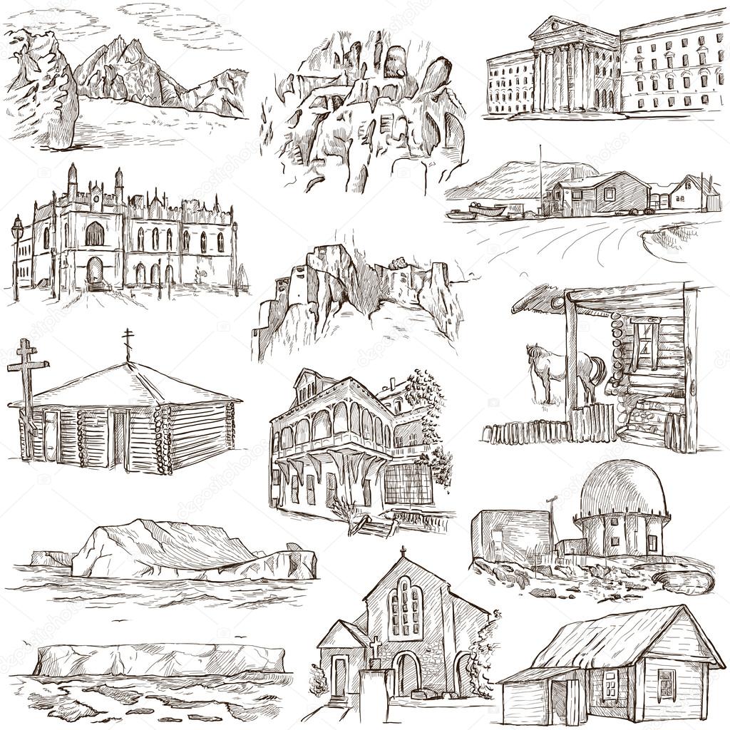 Architecture, Famous places - Full sized illustrations Stock ...