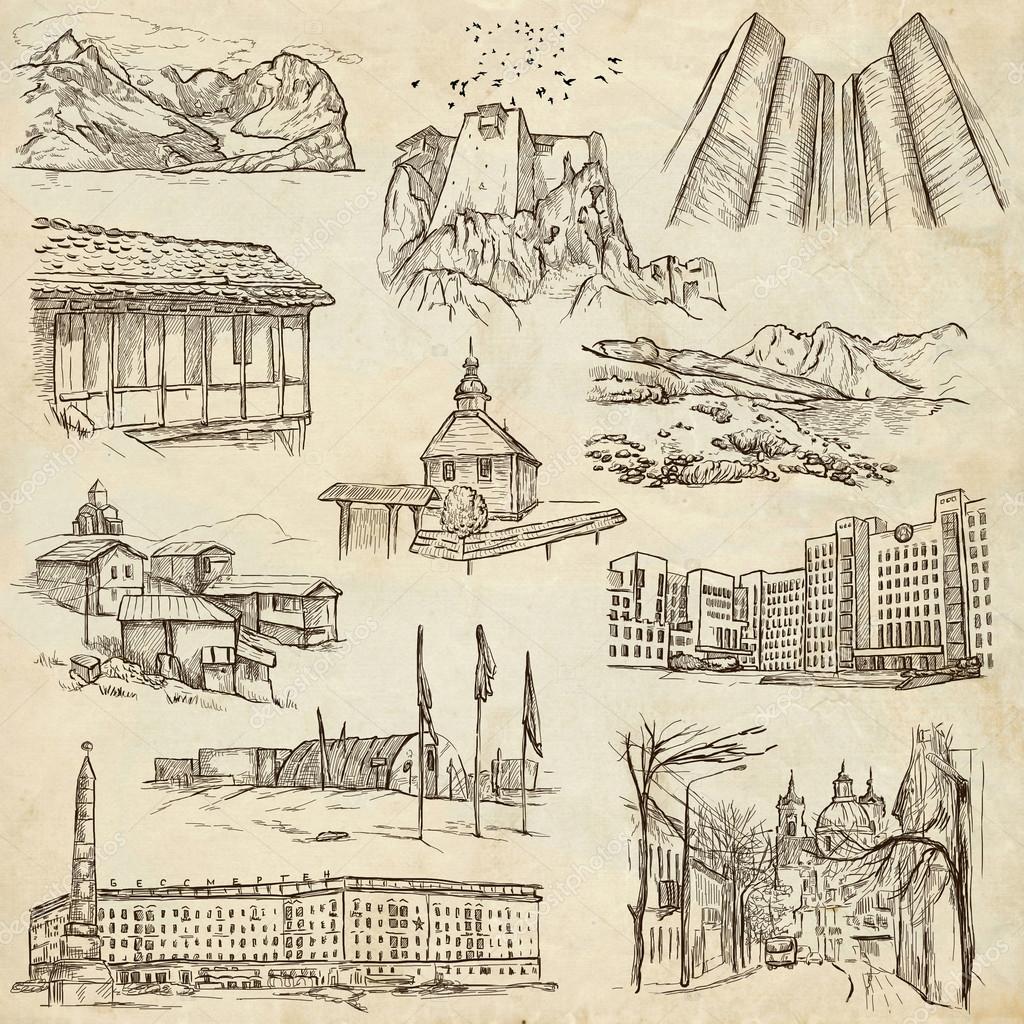Architecture, Famous places - Full sized illustrations Stock ...
