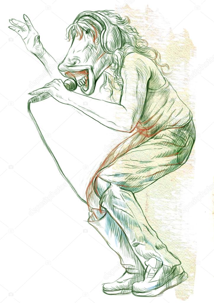 Horse Singer. An hand drawn full sized illustration, original. Stock ...