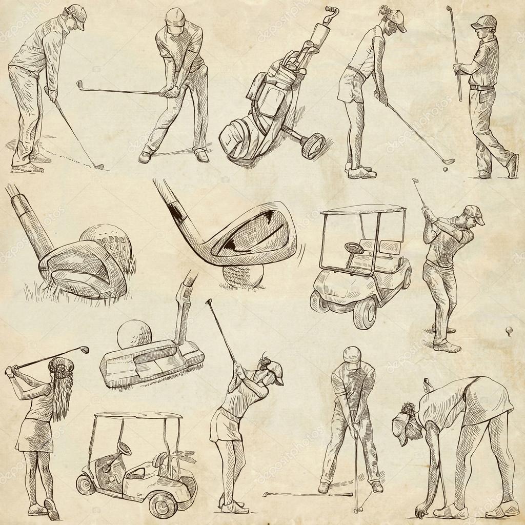 Golf and Golfers - Hand drawn pack Stock Illustration by ©kuco #68090811