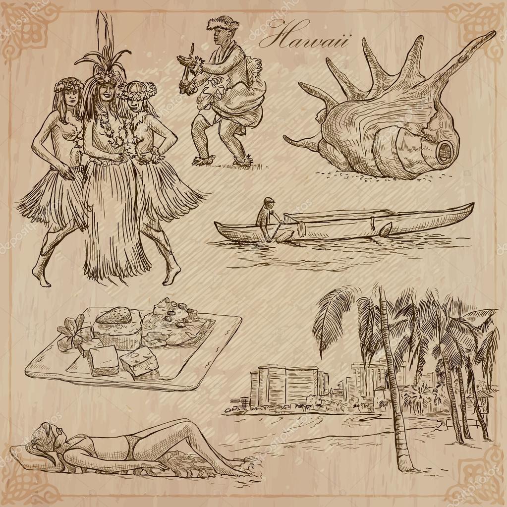 Hawaii - Travel. An hand drawn vectors. Stock Vector by ©kuco #76076105