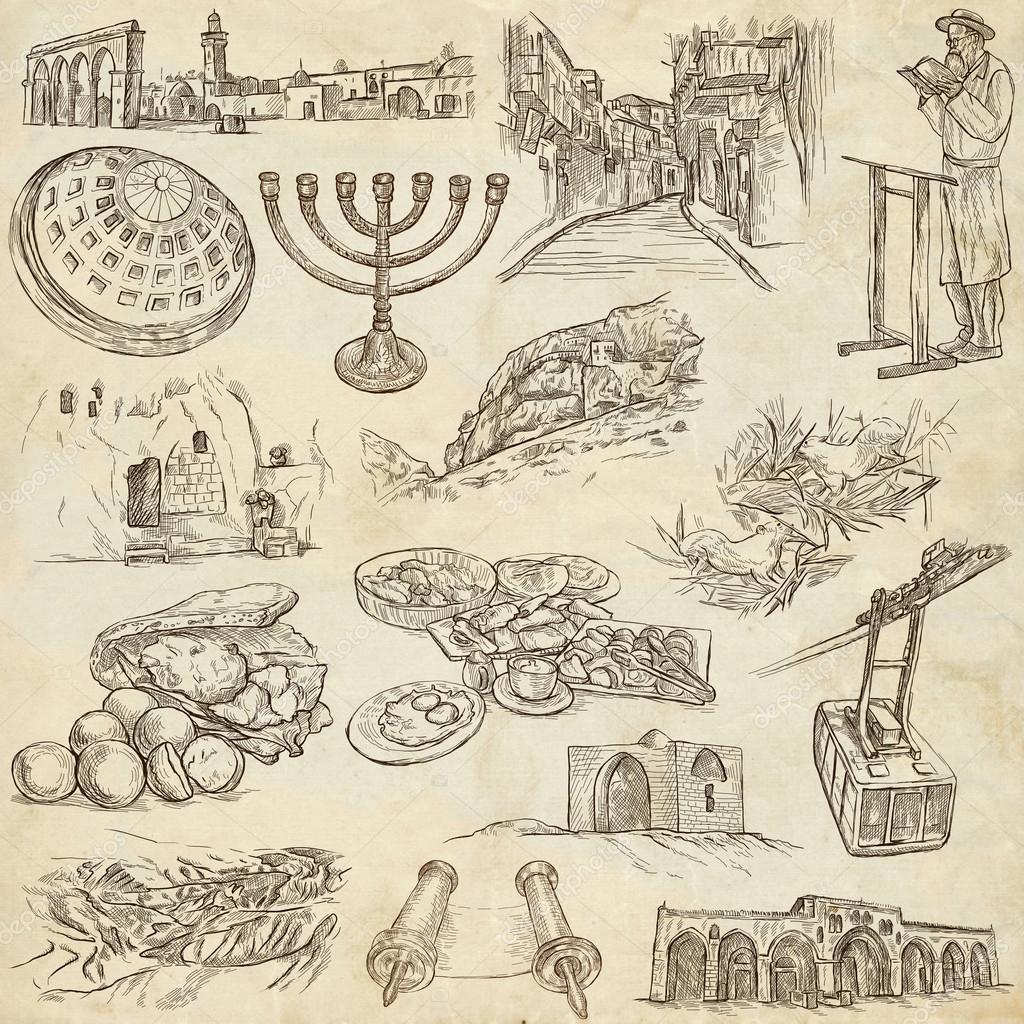 Israel - An hand drawn collection. Full sized freehands. Stock Photo by ...