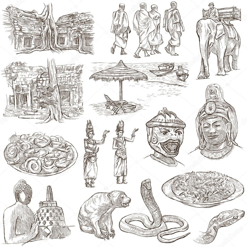 Cambodia - An hand drawn illustrations. Frehand pack. Stock Photo by ...