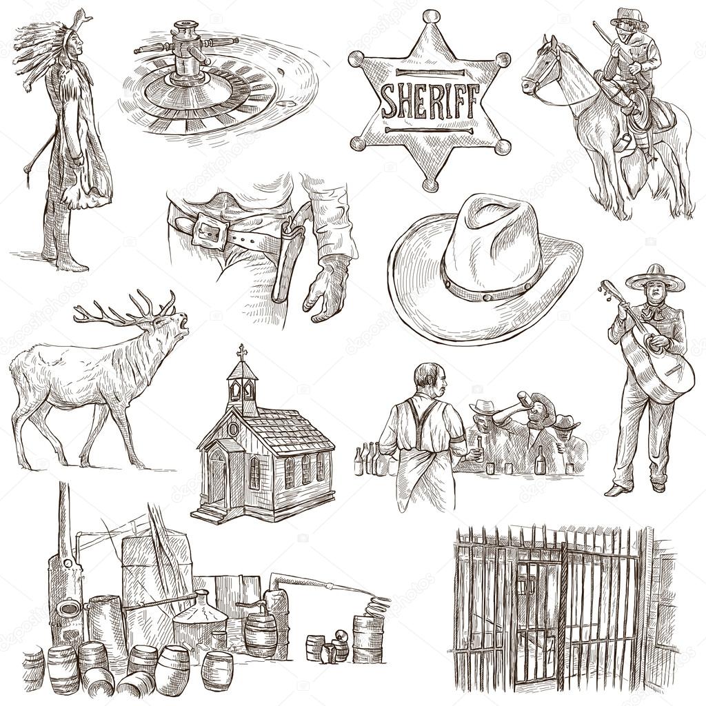 Indians and Wild West - An hand drawn pack. — Stock Photo © kuco #83247636