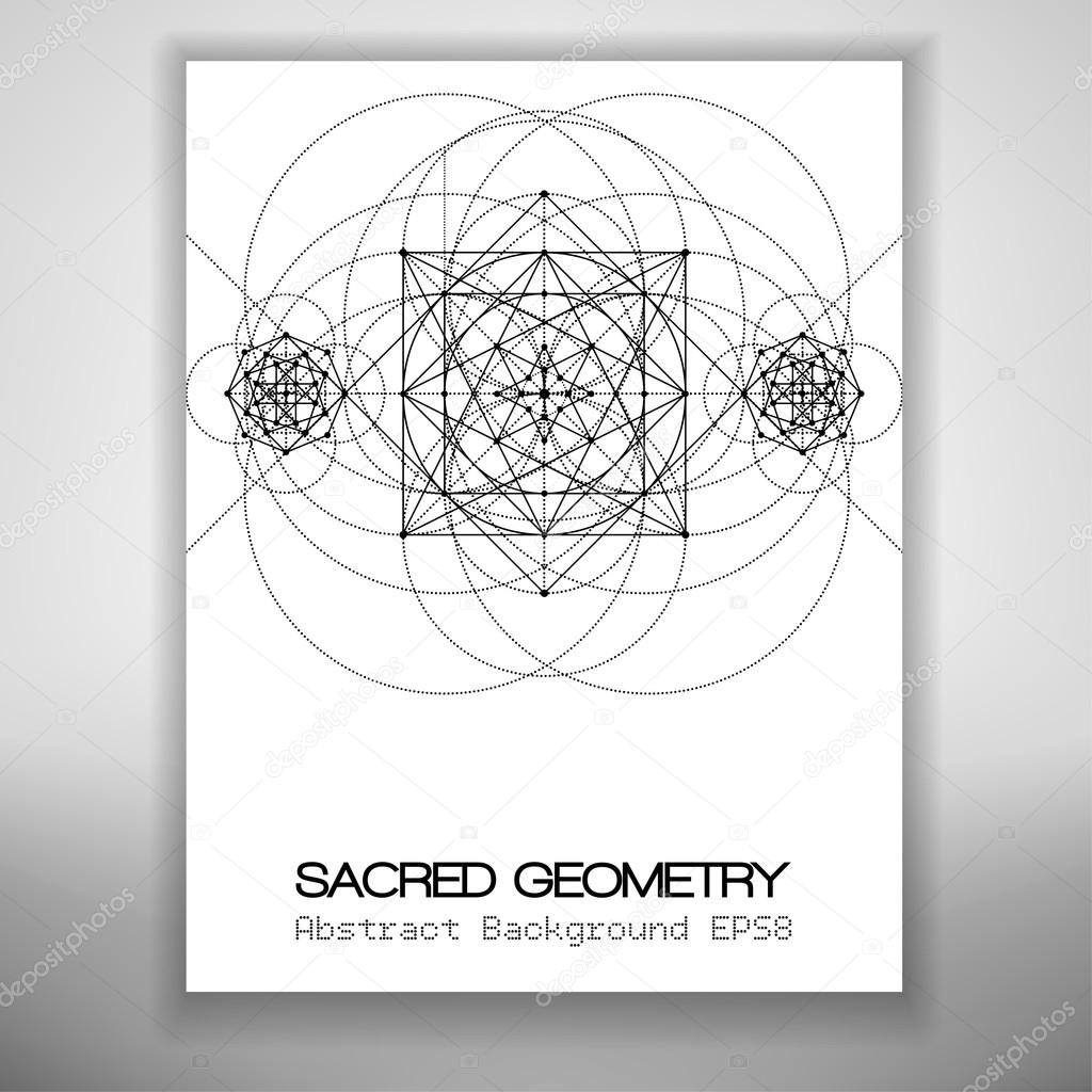 Abstract brochure template with sacred geometry drawing, Vector ...