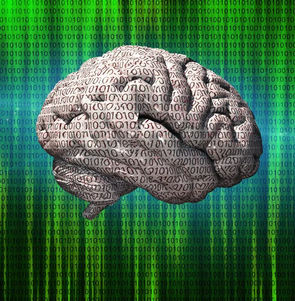 Brain Technology Background Artificial Intelligence Binary Code Illustration — Stock Photo ...