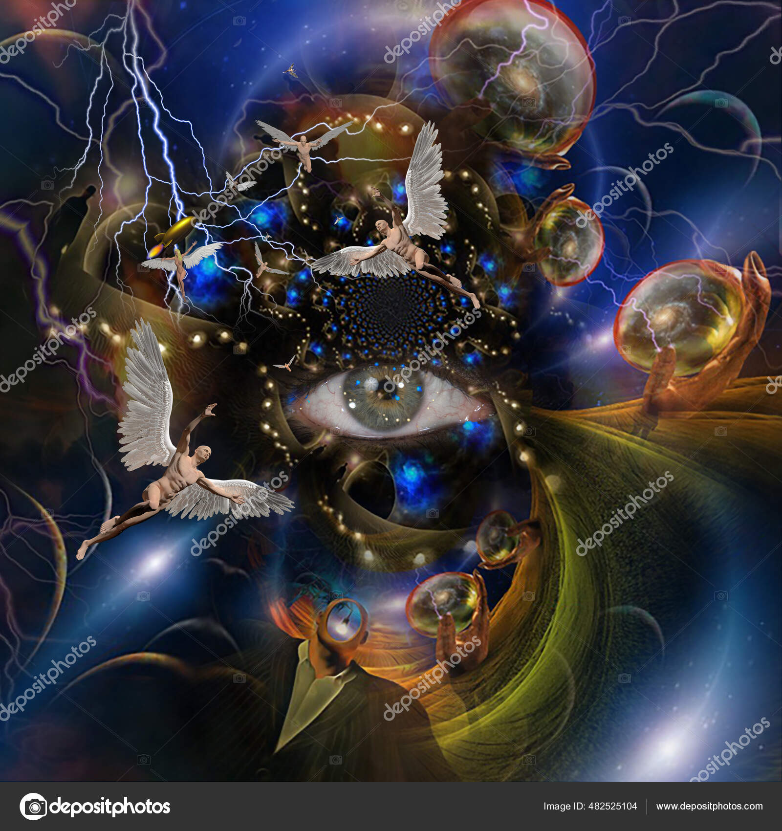 Dios Ojo Ángeles Mundo Irreal Renderizado — Foto de stock #482525104 ...