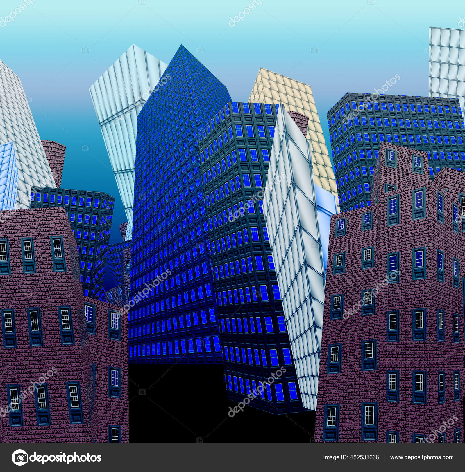 Cartoon Drawing Tilted Houses Rendering Stock Illustration by ...