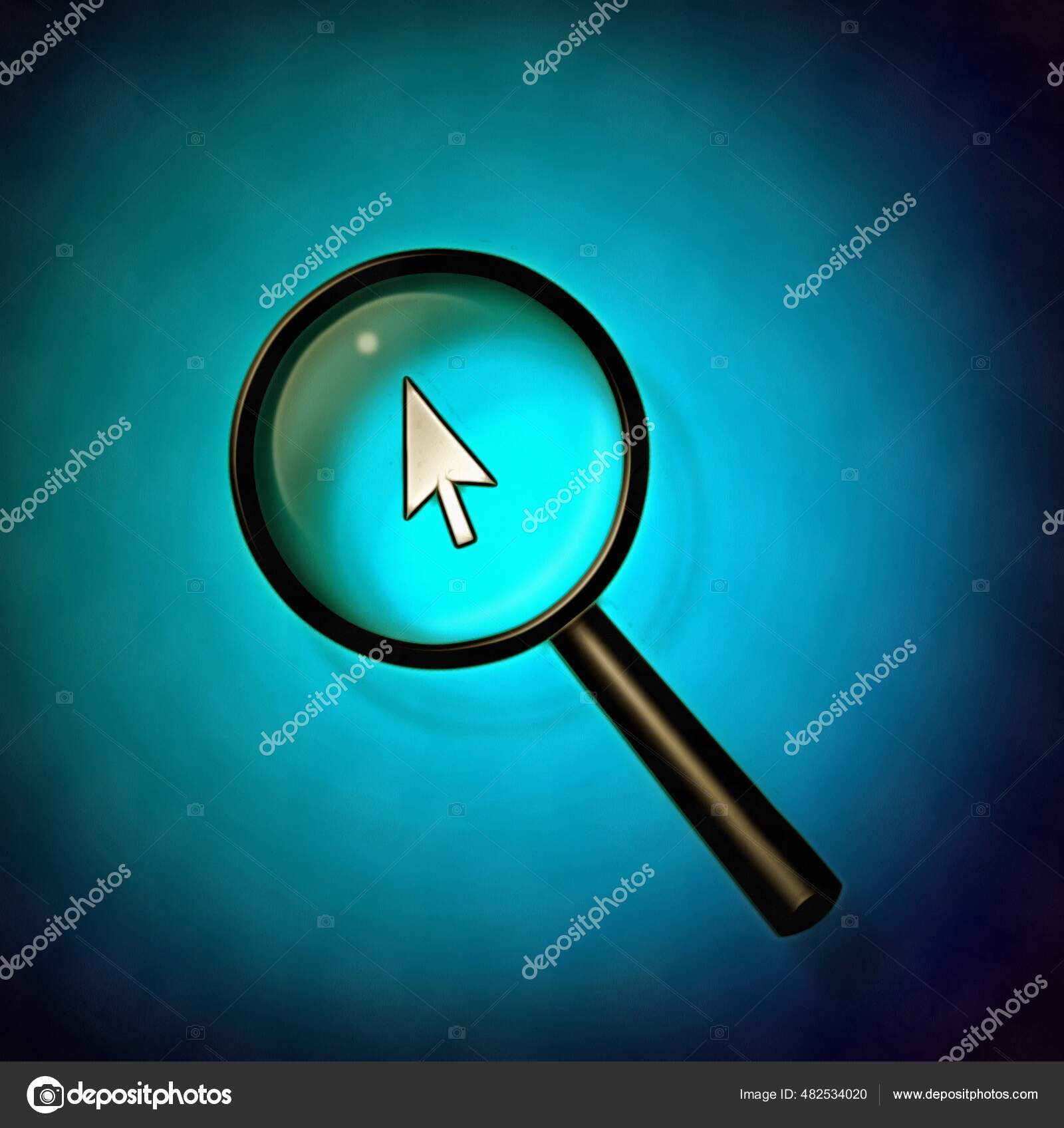 Arrow Magnify Glass Rendering — Stock Photo © rolffimages #482534020
