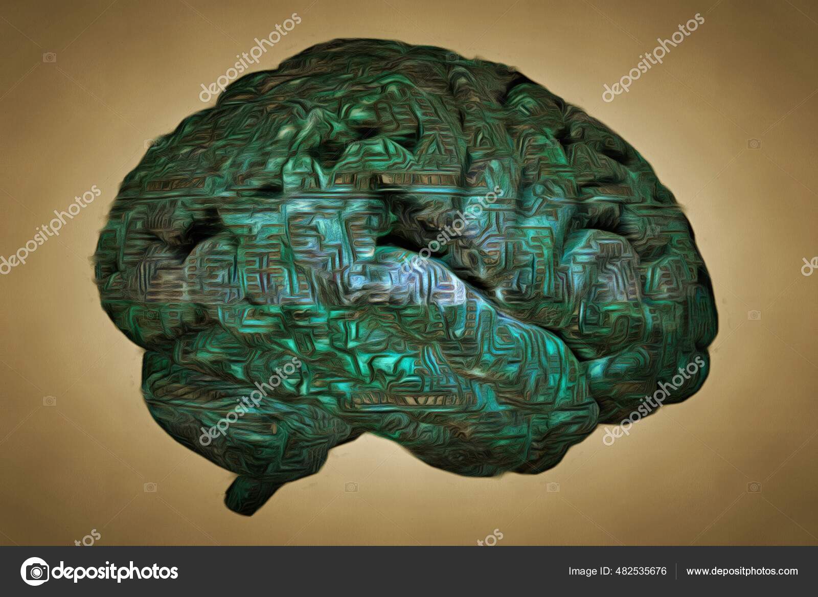 Modern Art Human Brain Circuit Board Pattern — Stock Photo ...