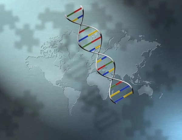 World Genetic. DNA strand and world map - Stock Image - Everypixel