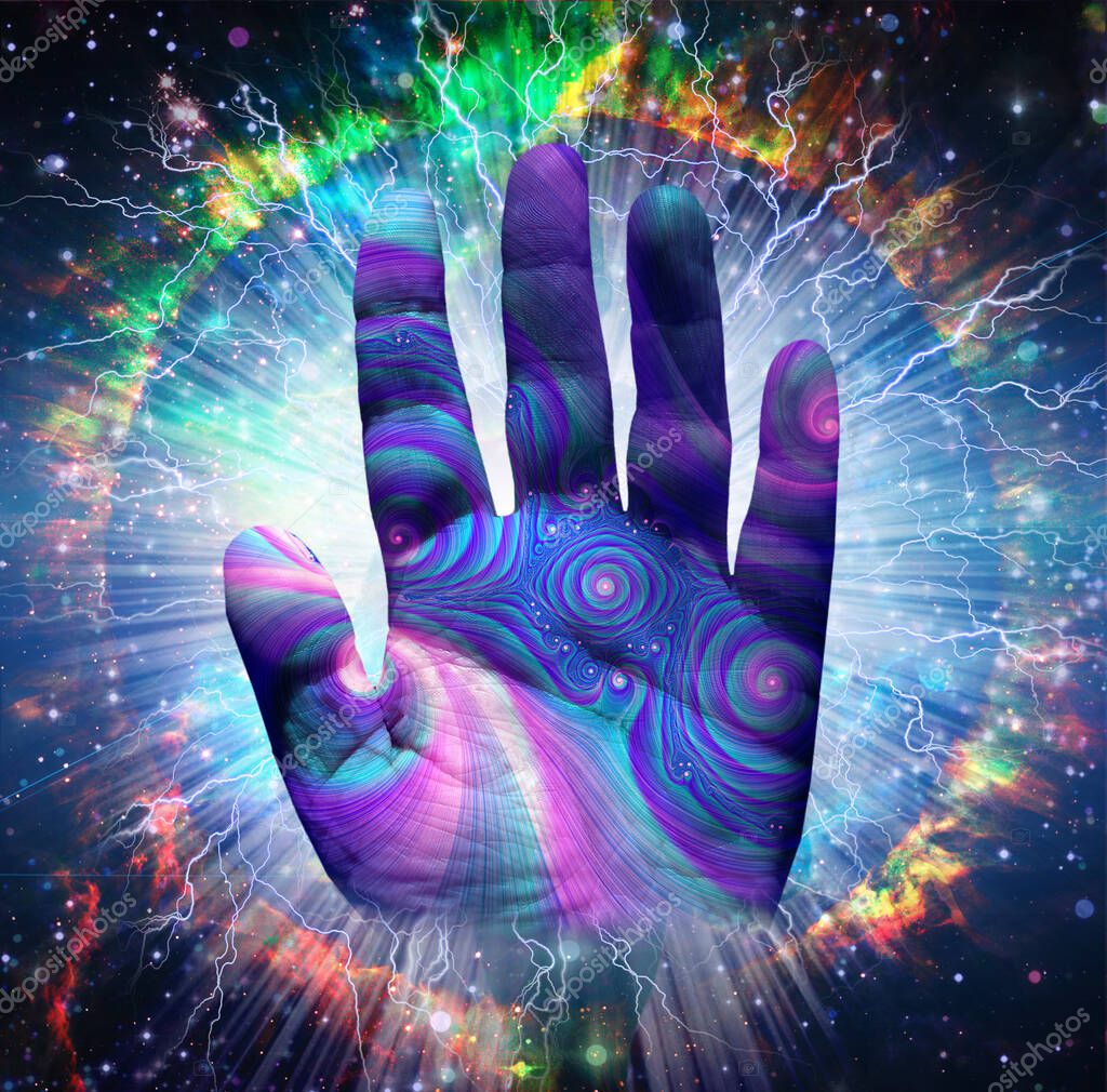 La mano del creador. Renderizado 3D 2024