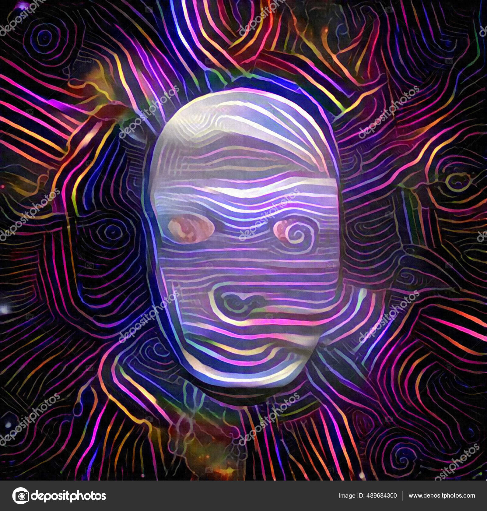 Mystic Mask Abstract Painting Rendering Stock Illustration by ...