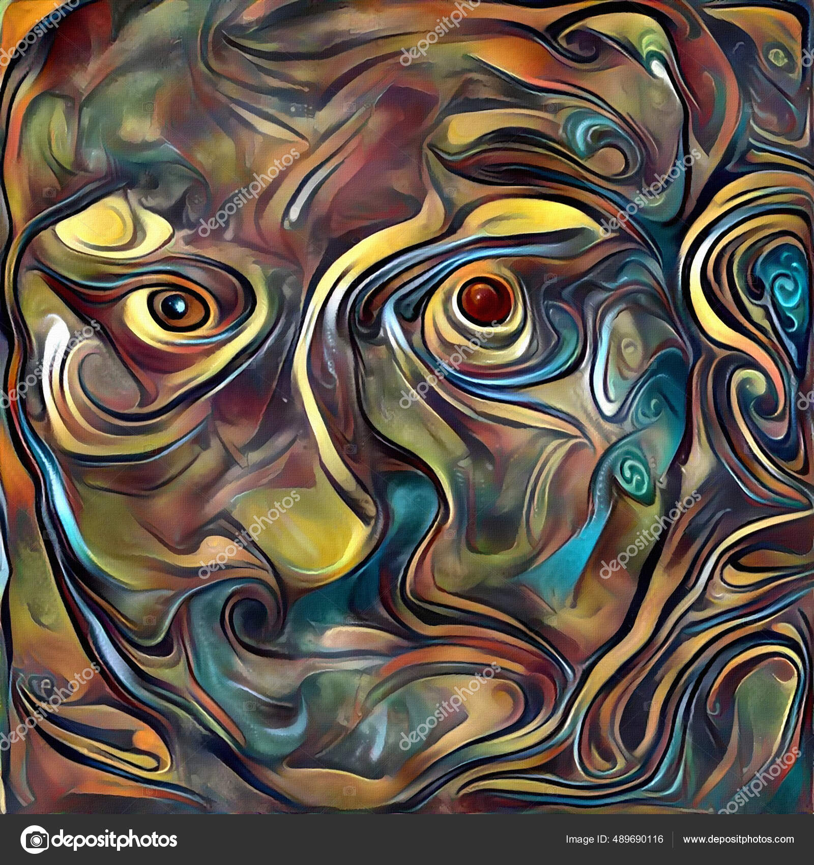 Hombre Cara Abstracta Renderizado Ilustración de stock #489690116 de ...