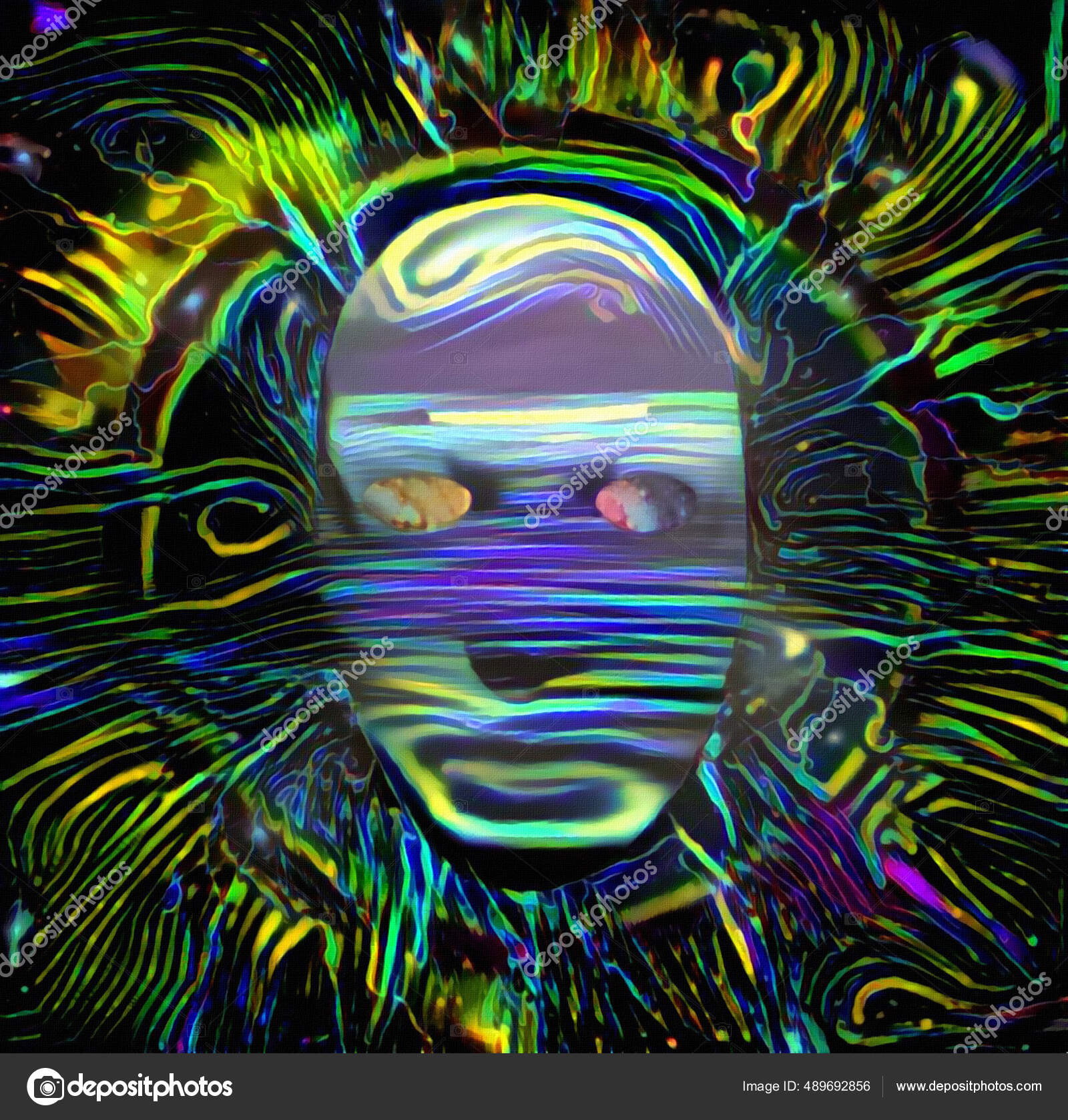 Mystic Mask Abstract Painting Rendering Stock Illustration by ...